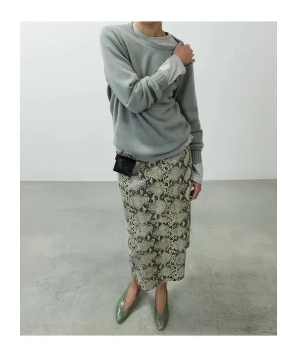 ALYSI Snakeprint Midi Pencil Skirt