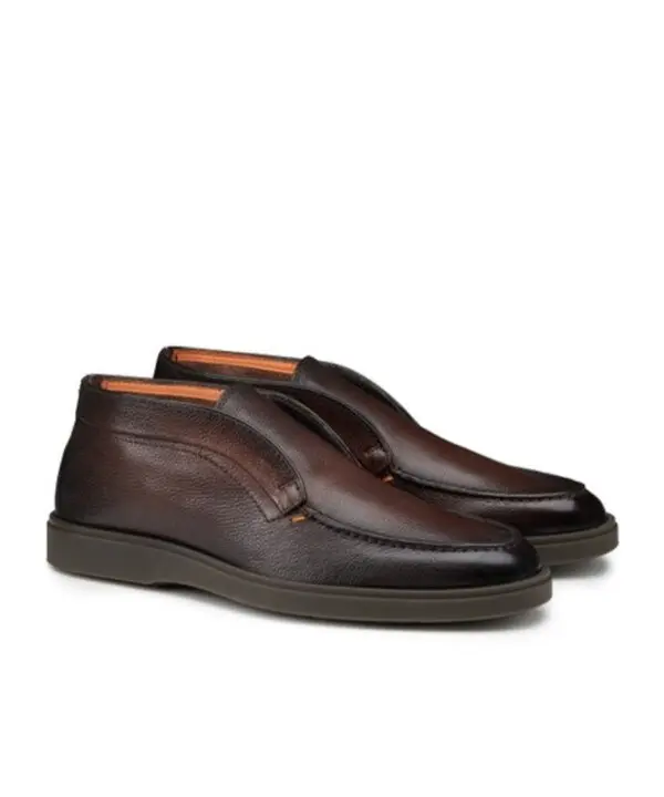 Santoni Tumbled Leather Desert Boot