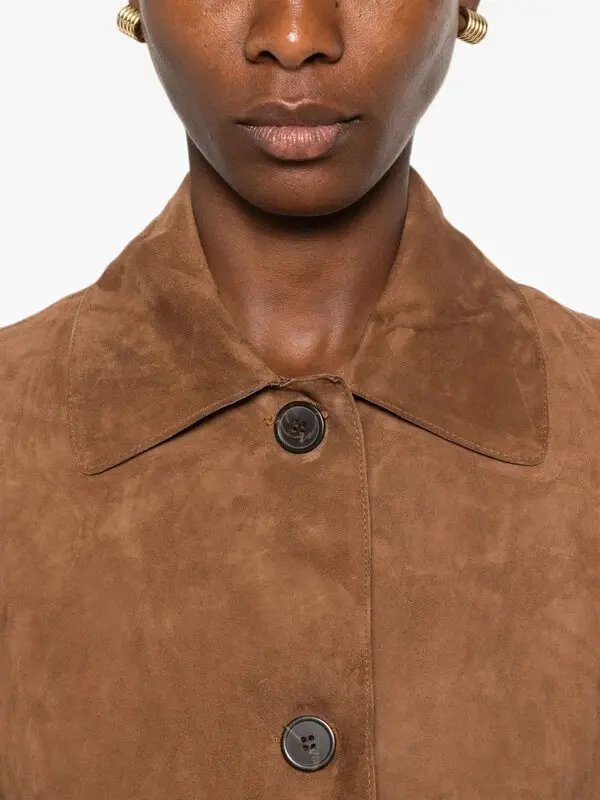 ARMA Suede Button-front Jacket With Classic Collar