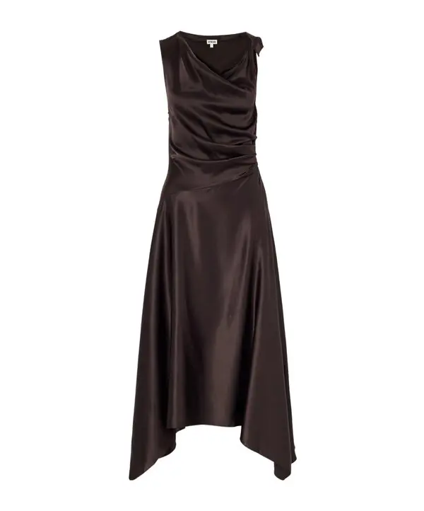 Staud Smooth Satin Sleeveless Midi Dress