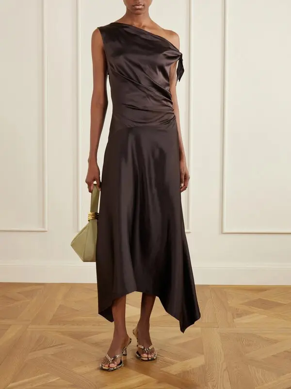 Staud Smooth Satin Sleeveless Midi Dress
