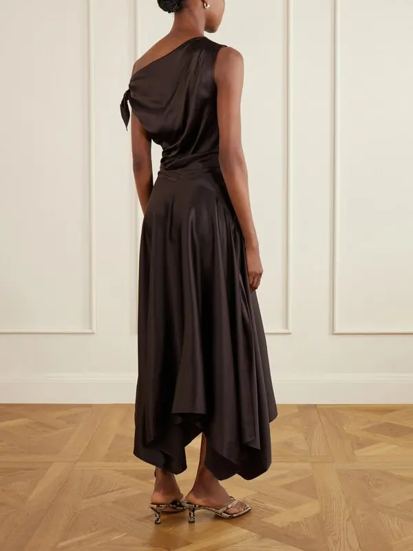 Staud Smooth Satin Sleeveless Midi Dress
