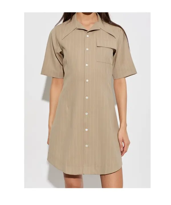 AMI Paris Pinstriped Shirt Dress