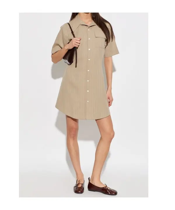 AMI Paris Pinstriped Shirt Dress