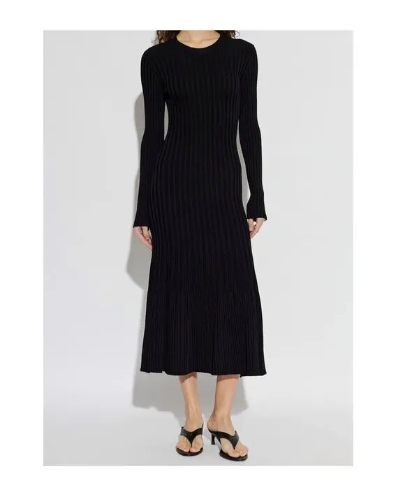 AMI Paris Ribbed Long Sleeve Knitted Dress