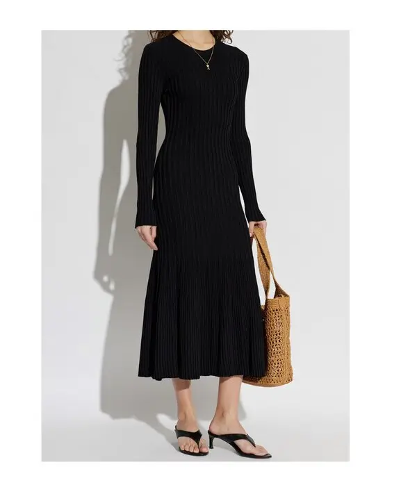 AMI Paris Ribbed Long Sleeve Knitted Dress