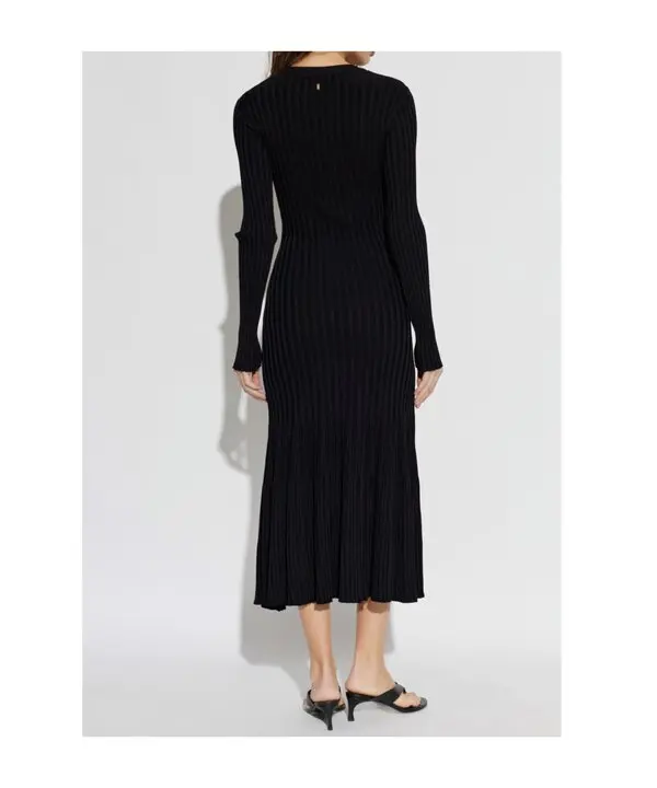 AMI Paris Ribbed Long Sleeve Knitted Dress