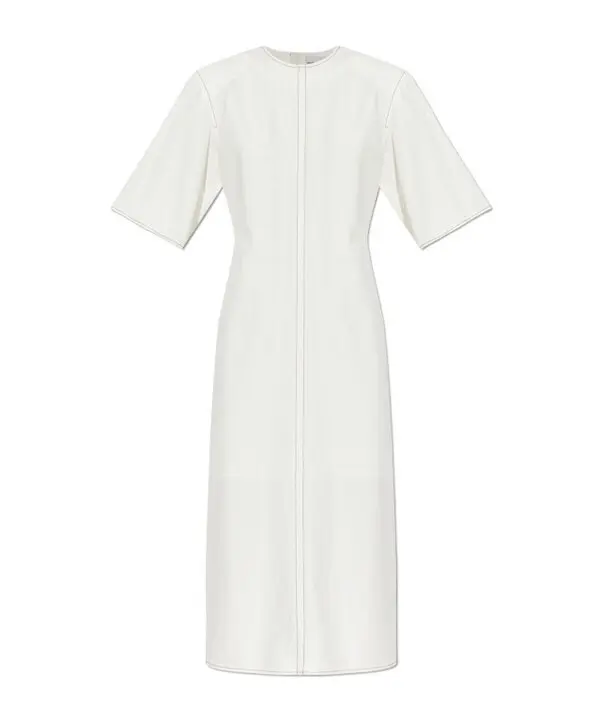 AMI Paris Short-sleeve Topstitch Midi Dress