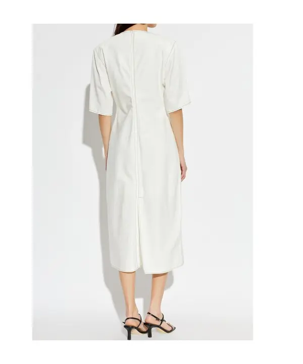 AMI Paris Short-sleeve Topstitch Midi Dress