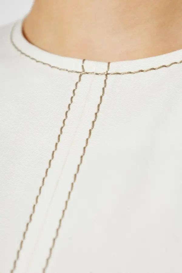 AMI Paris Short-sleeve Topstitch Midi Dress