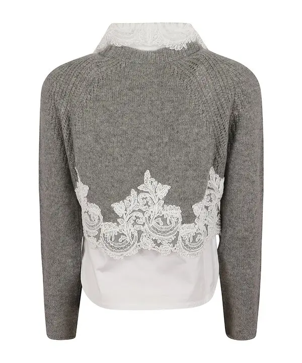Ermanno Scervino Lace Trim Layered Knitted Sweater