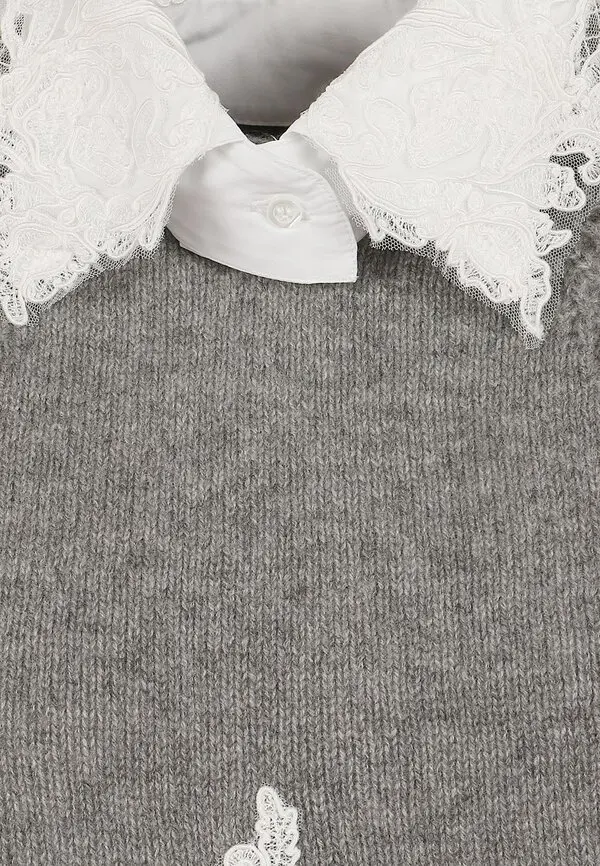 Ermanno Scervino Lace Trim Layered Knitted Sweater