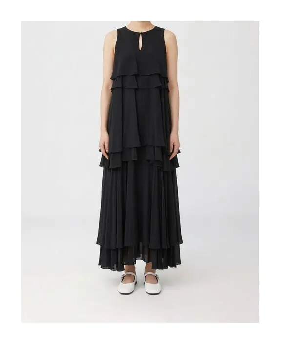 AMI Paris Ruffled Sleeveless Long Dress