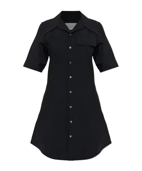AMI Paris Short-sleeved Buttoned Mini Dress