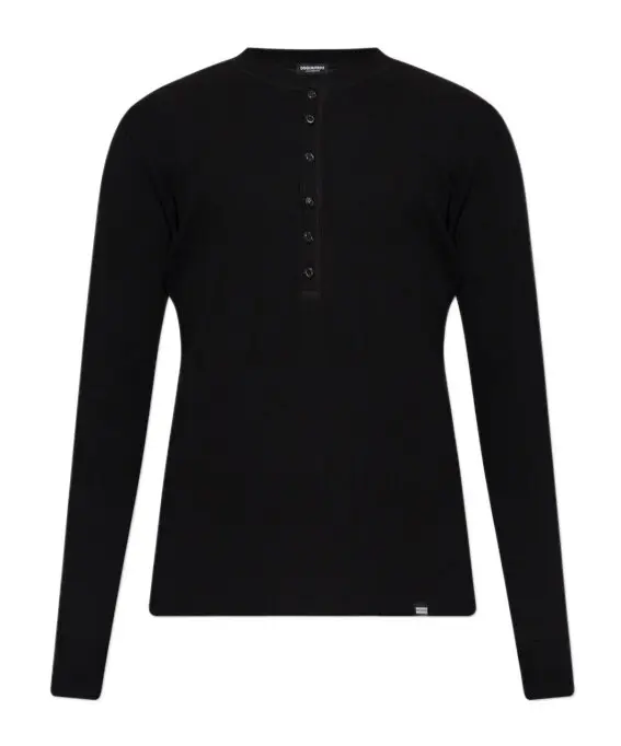 Dsquared2 Long-sleeve Ribbed Cotton Knit Henley