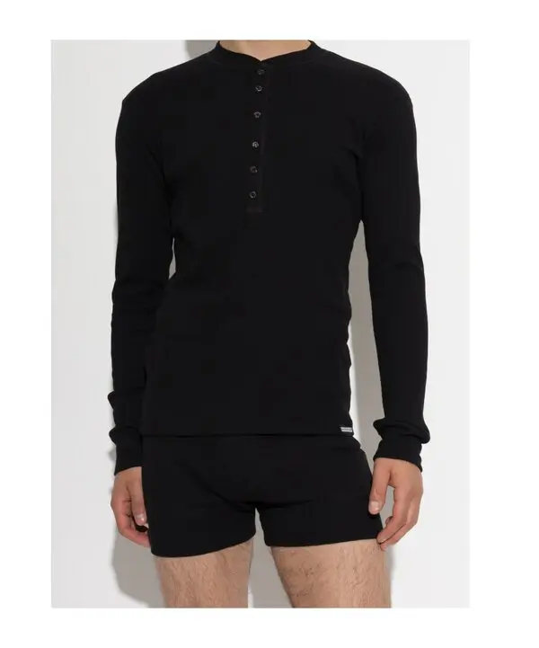 Dsquared2 Long-sleeve Ribbed Cotton Knit Henley