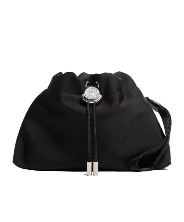 Moncler Trick Logo Plaque Drawstring Pouch - Black