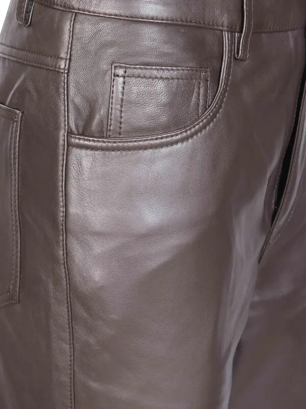 ROTATE BY BIRGER CHRISTENSEN Straight Leather Trousers - Brown