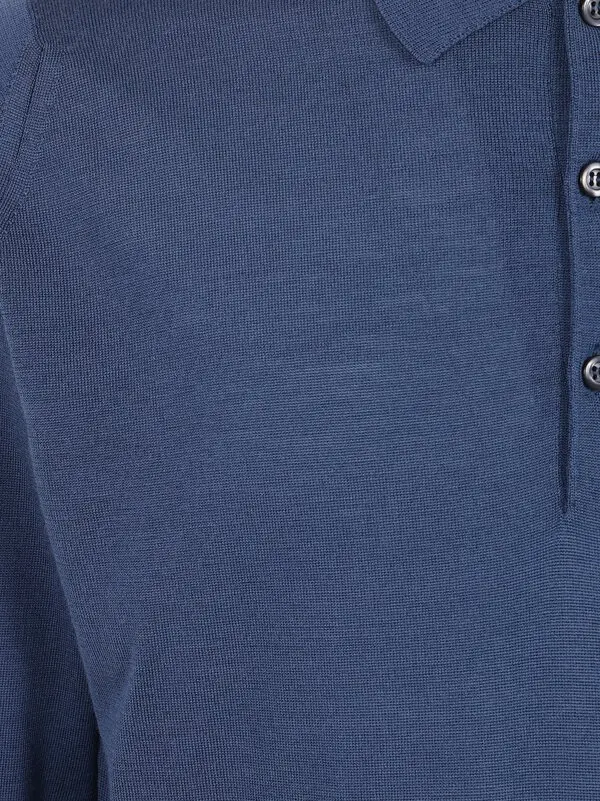 John Smedley Long-sleeve Polo Shirt - Blue