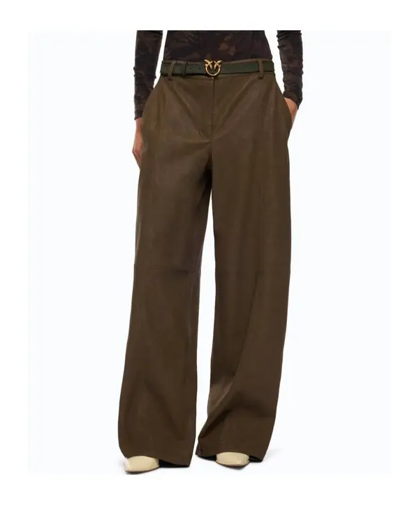 Pinko Textured-finish Wide-leg Trousers