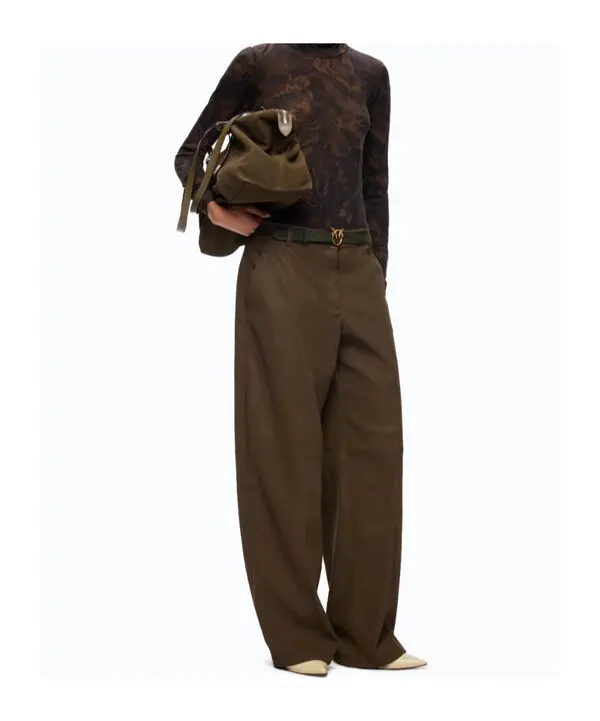 Pinko Textured-finish Wide-leg Trousers