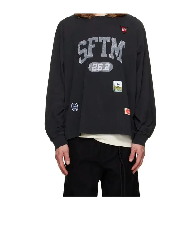 SONG FOR THE MUTE Drape Crew Neck T-shirt - Black