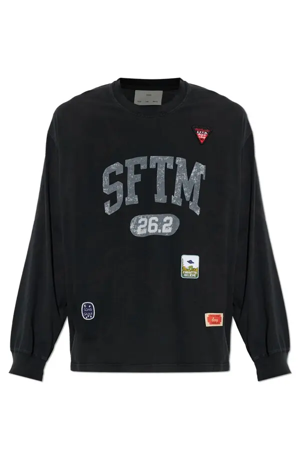 SONG FOR THE MUTE Drape Crew Neck T-shirt - Black