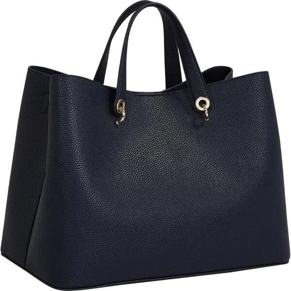 Tommy Hilfiger Textured Tote Bag With Adjustable Shoulder Strap - Black
