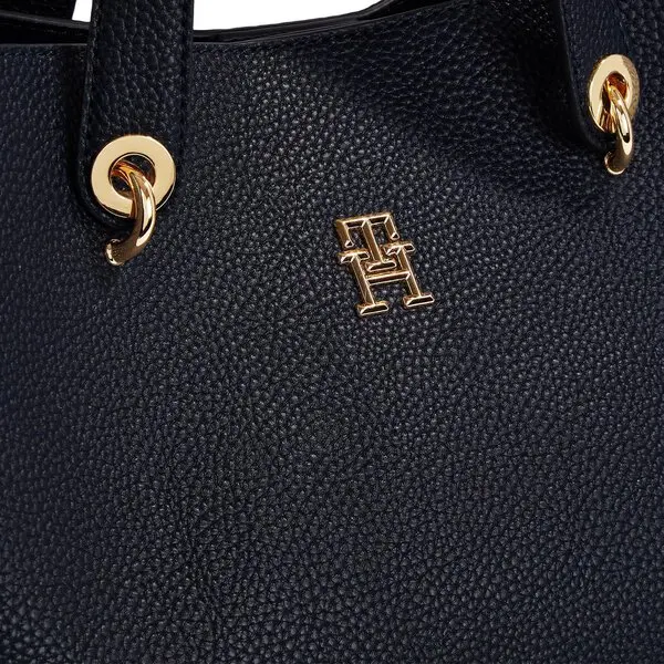 Tommy Hilfiger Textured Tote Bag With Adjustable Shoulder Strap - Black