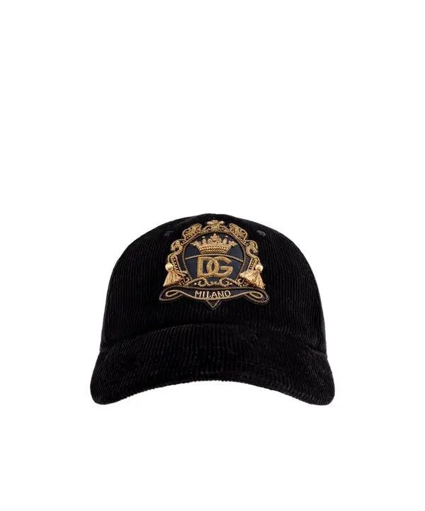 Dolce & Gabbana Dolce Gabbana Logo Patch Corduroy Baseball Cap - Black