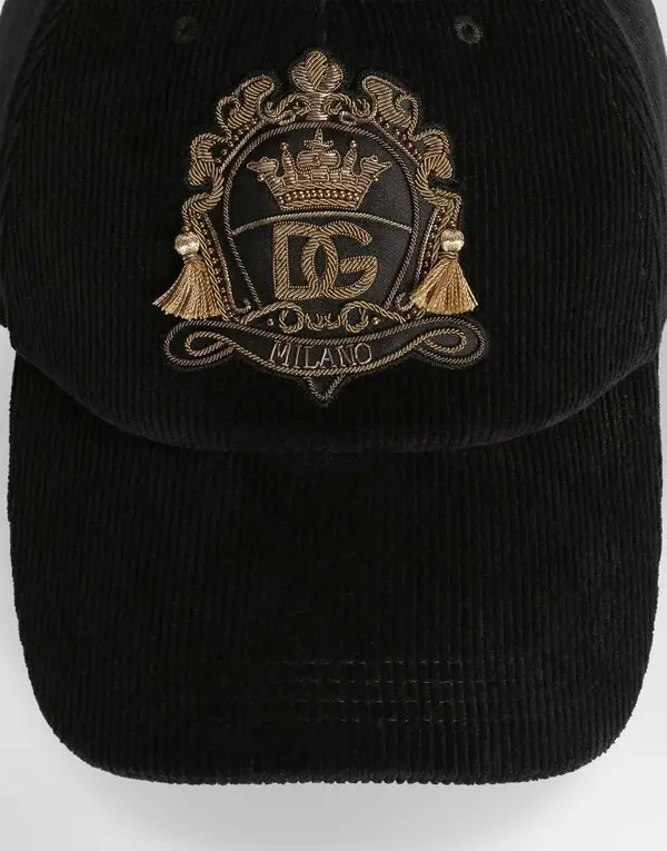 Dolce & Gabbana Dolce Gabbana Logo Patch Corduroy Baseball Cap