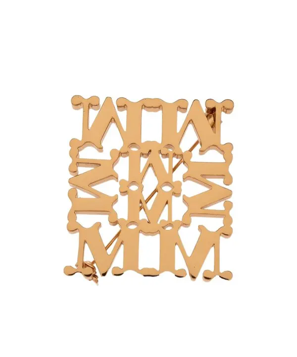 Max Mara Logo Plaque Brooch - Gold