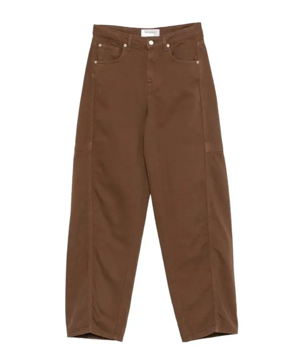 ERMANNO FIRENZE Paneled Wide-leg Jeans - Brown