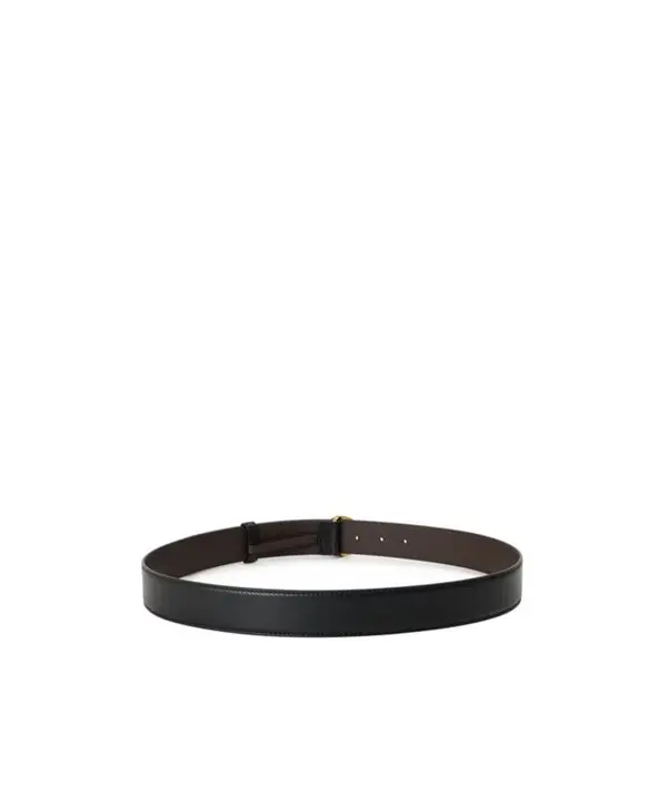 Versace Smooth Leather Belt With Golden Embossed Buckle