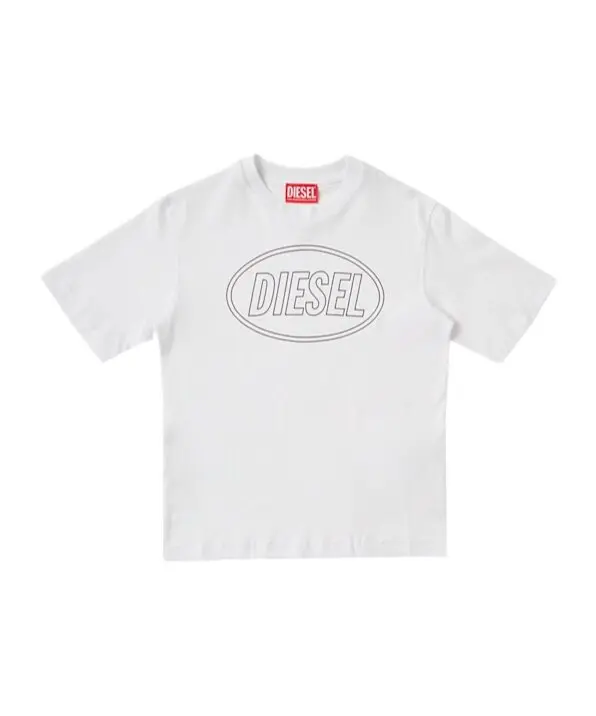 DIESEL® Crewneck Short Sleeve Top With Printed Front Panel - No