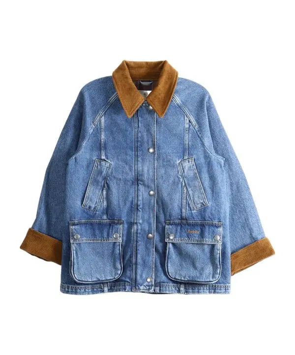 Barbour Contrastcollar Multipocket Denim Jacket - Blue
