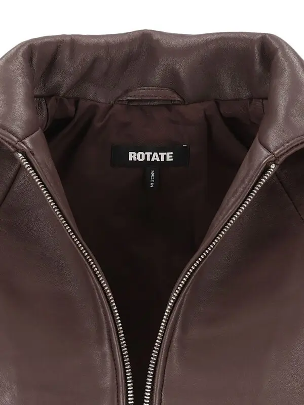 ROTATE BY BIRGER CHRISTENSEN Cropped Leather Jacket - Brown