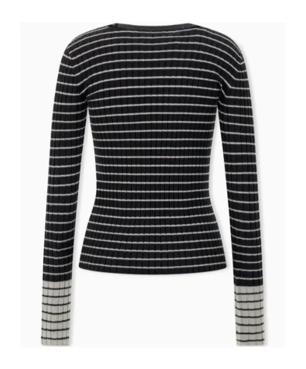 Emporio Armani Long-sleeve Crew Neck Knit Top With All-over Stripes