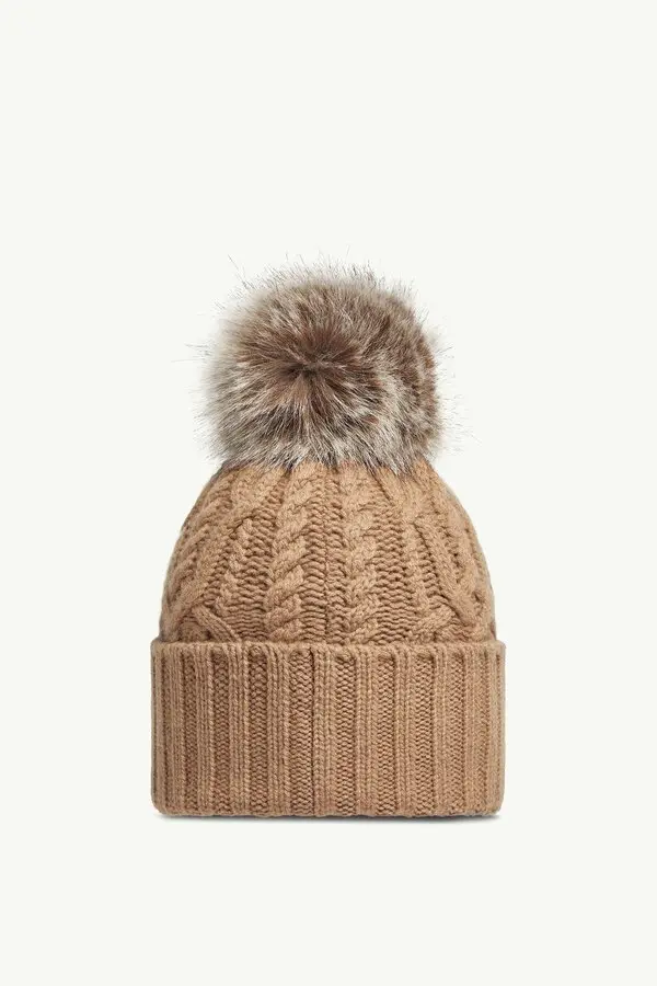 Moncler Wool Cashmere Blend Beanie With Pom Pom