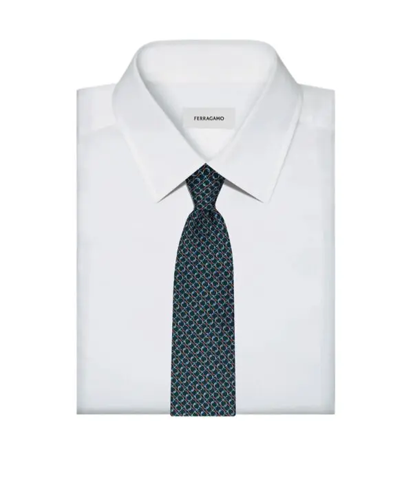 FERRAGAMO Gancini Silk Jacquard Tie