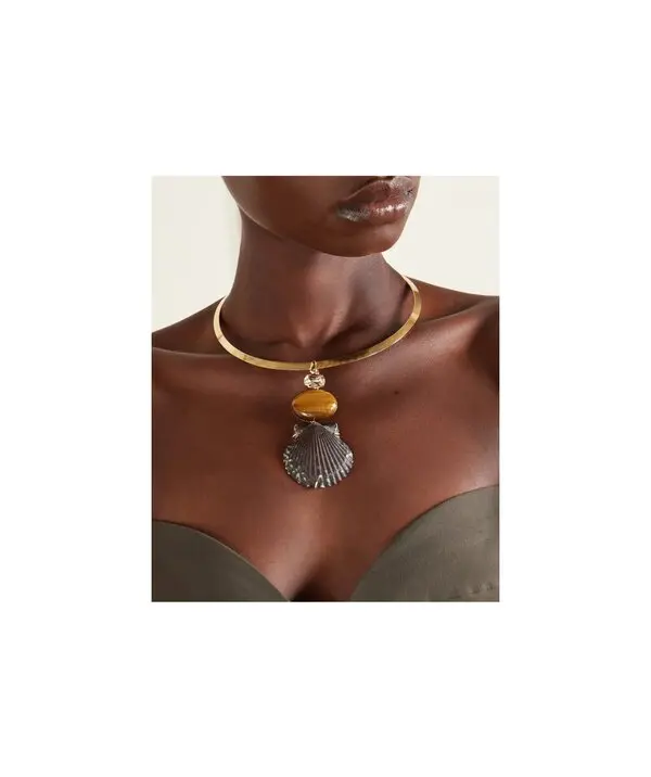 JENNIFER BEHR Gold-tone Shell Necklace