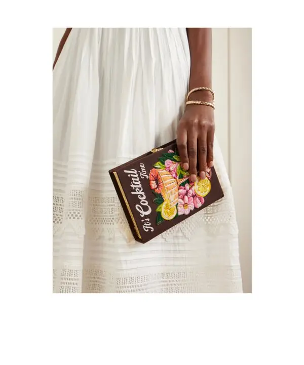 OLYMPIA LE-TAN Appliquéd Embroidered Clutch - Green