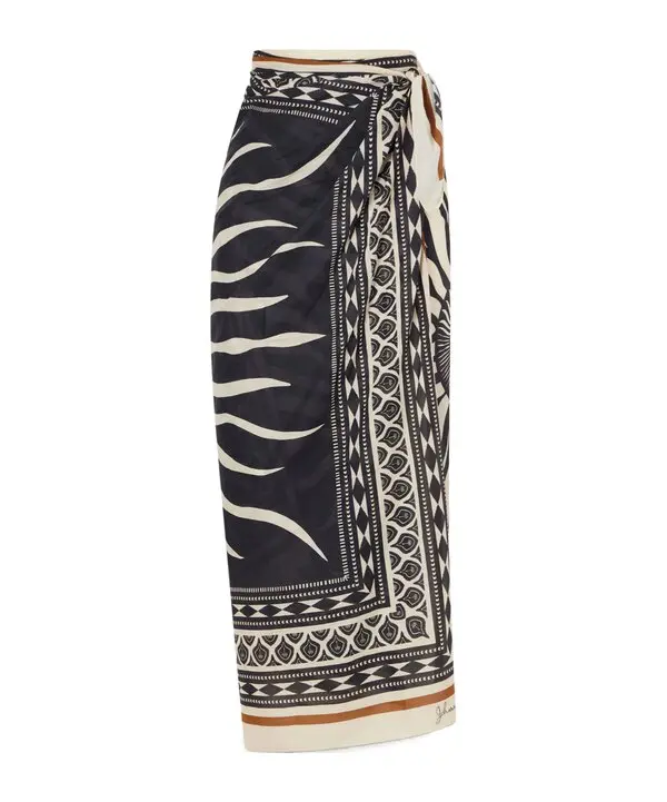 Johanna Ortiz Golden Horizon Printed Cotton Pareo - Black