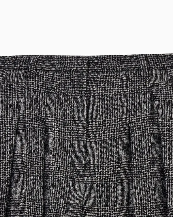 Emporio Armani Pleated Wide-leg Trousers In Washed Virgin Wool Check