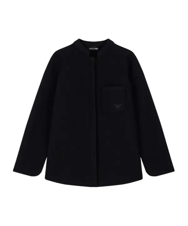 Emporio Armani Oversized Boiled Virgin Wool Shirt With Band Collar