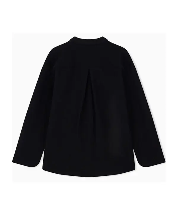 Emporio Armani Oversized Boiled Virgin Wool Shirt With Band Collar