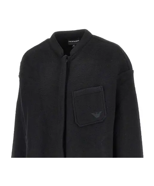 Emporio Armani Oversized Boiled Virgin Wool Shirt With Band Collar