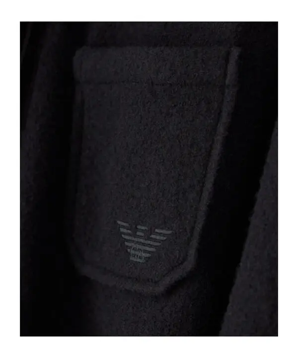 Emporio Armani Oversized Boiled Virgin Wool Shirt With Band Collar