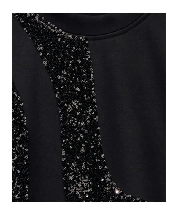 Emporio Armani Cropped Sequin Sweatshirt With A Round Neck And Dropped Shoulders
