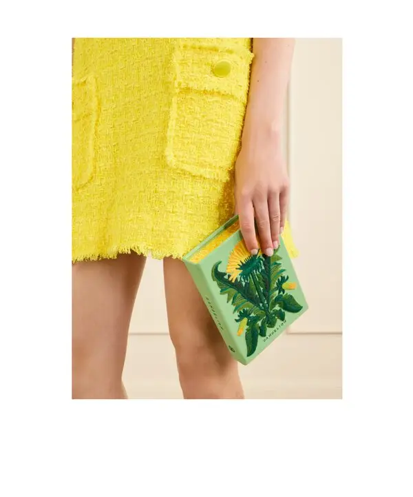 OLYMPIA LE-TAN Dandelion Embroidered Canvas Clutch